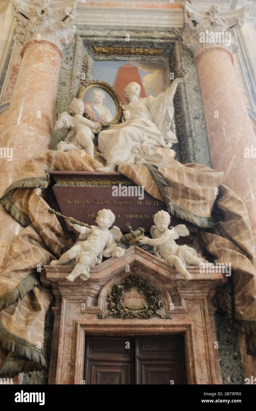 Ornate baroque tomb monuments inside Saint Peters Basilica featuring ...
