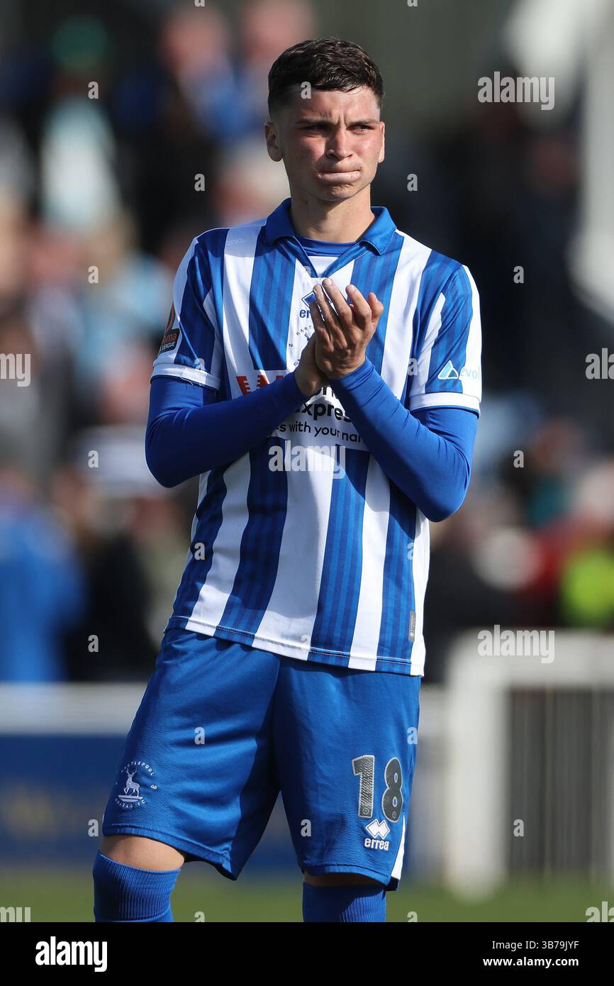 Victoria Park, Hartlepool on Monday 5th May 2025. Jamie Miley of ...