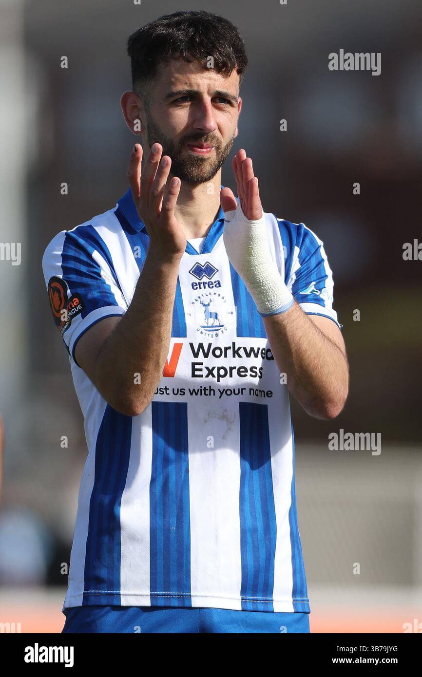 Victoria Park, Hartlepool on Monday 5th May 2025. Jack Hunter of ...