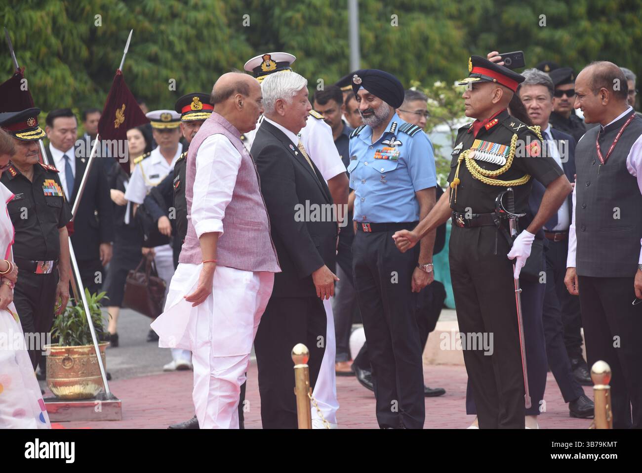 New Delhi, India. 05th May, 2025. Indian Defense Minister Rajnath Singh ...