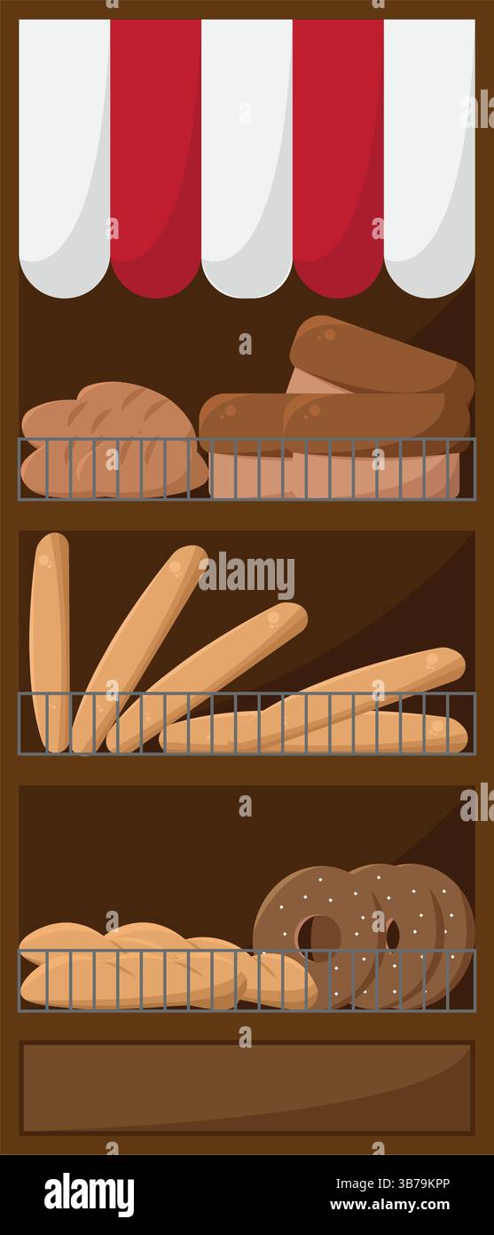 Bakery shelf with bread. Vector illustration Stock Vector Image & Art ...