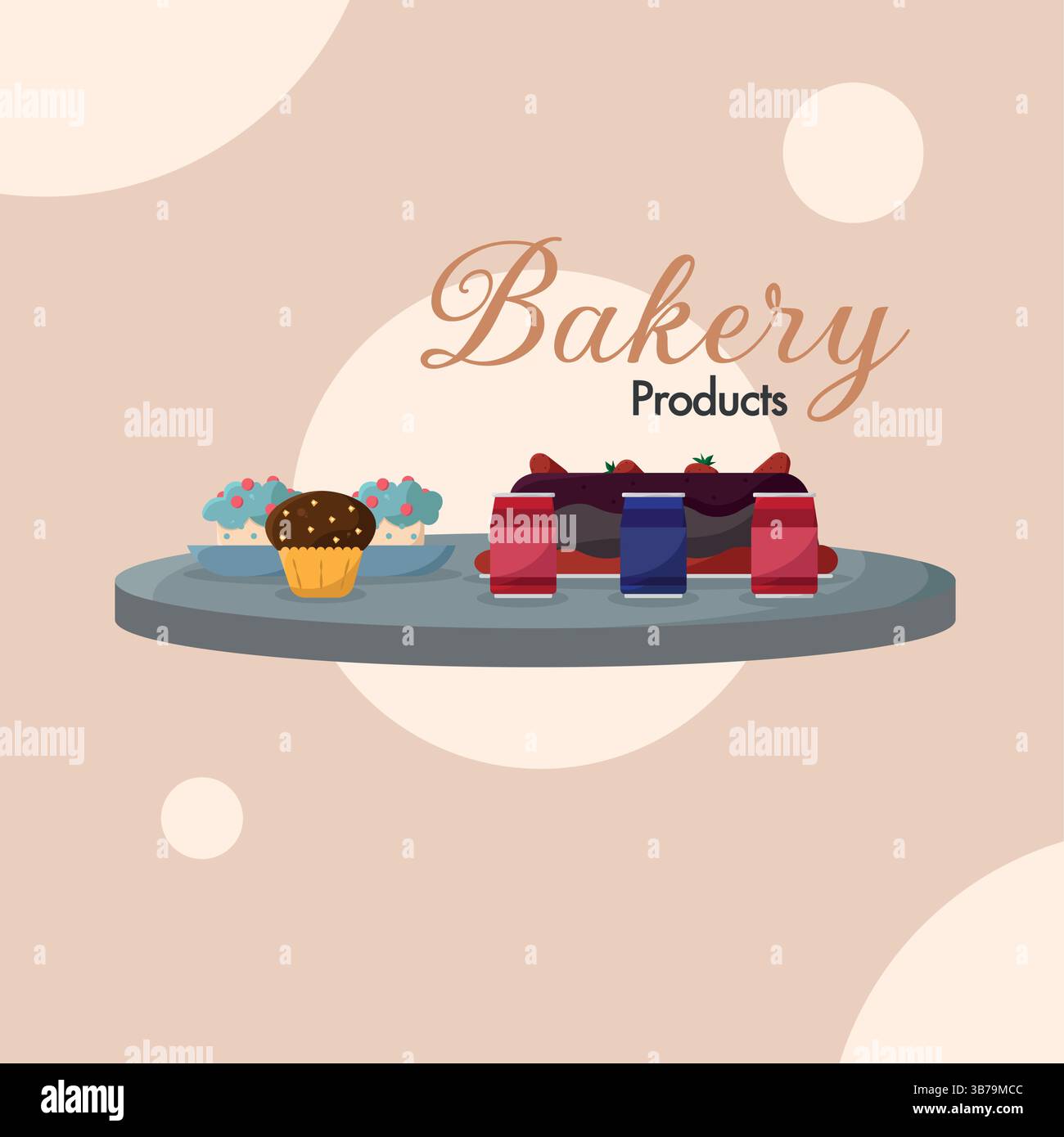 Pastries and cupcakes tray. Vector illustration Stock Vector Image ...