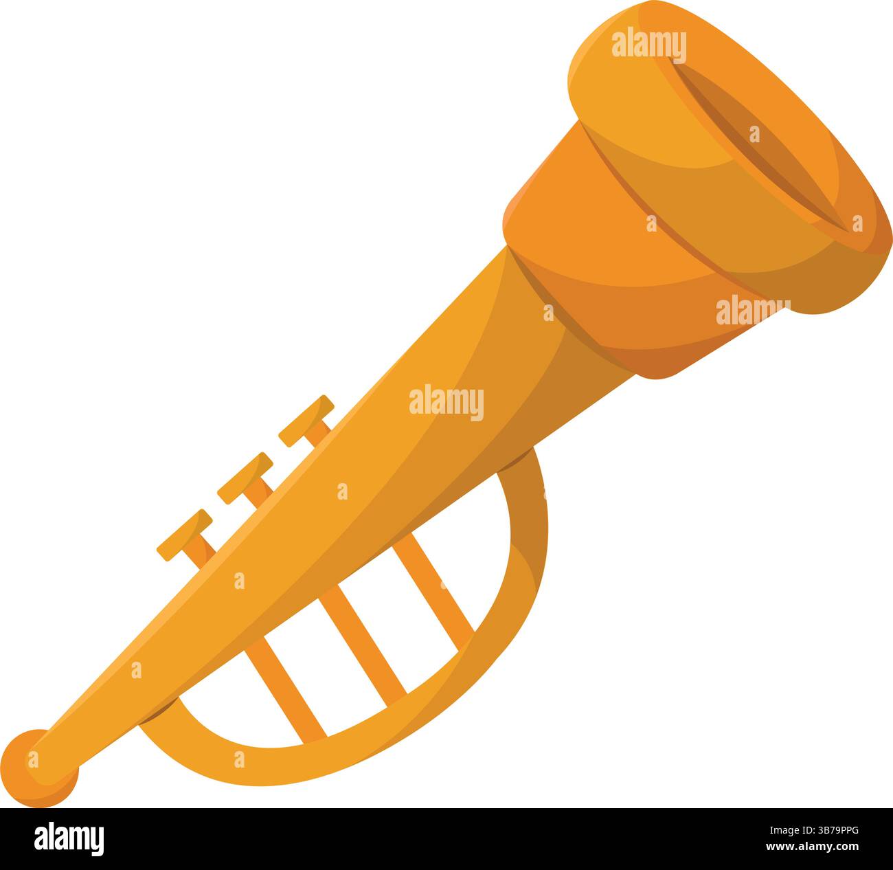 Cartoon yellow trumpet horn. Vector illustration Stock Vector Image ...
