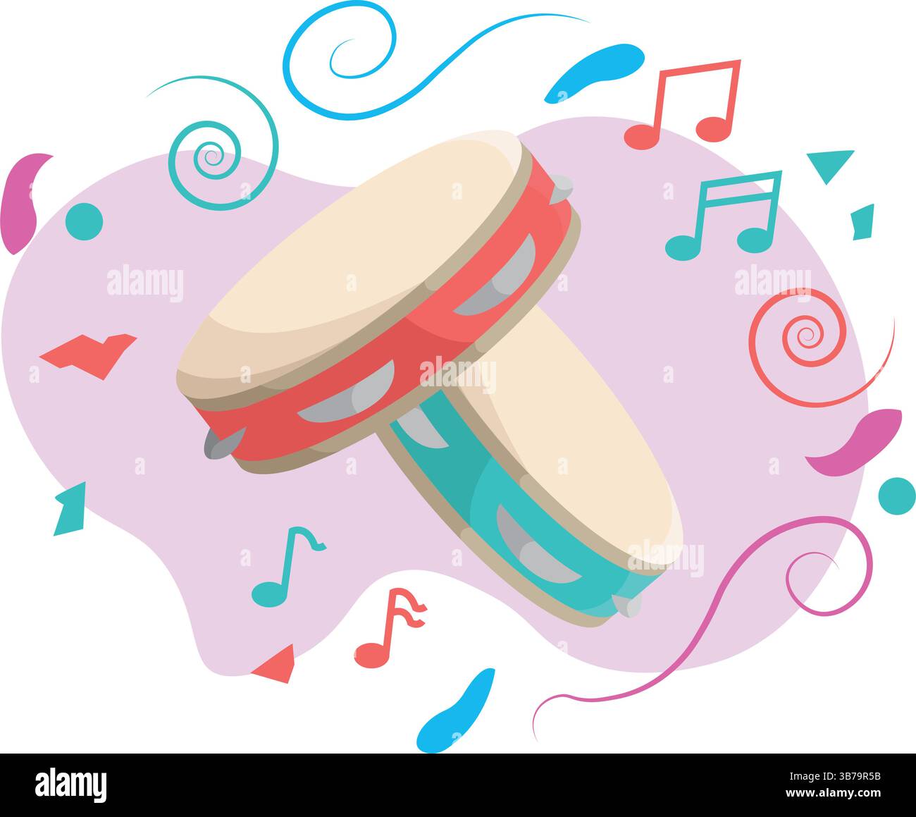 Colorful tambourines with notes. Vector illustration Stock Vector Image ...