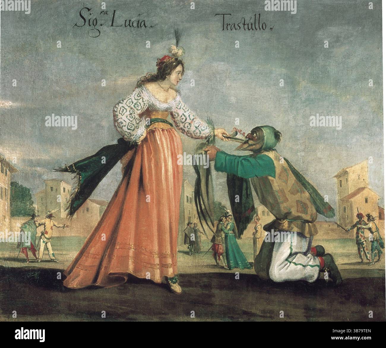 Scene from the Commedia dell'Arte: Signora Lucia and Trastullo. Museum ...