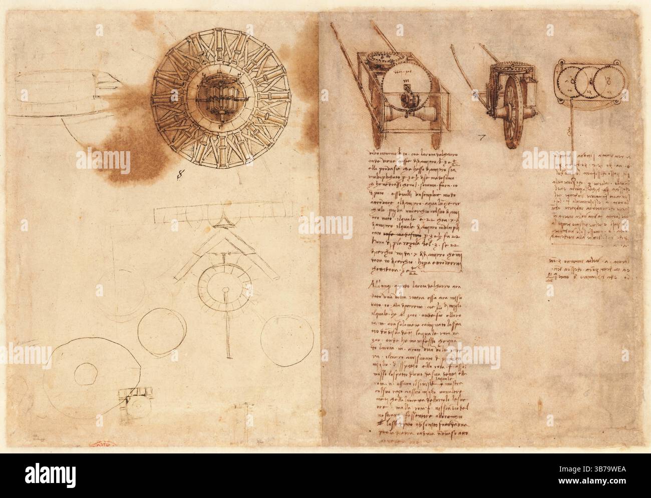 Codex Atlanticus, folio 1 recto: a circular mechanism for the rotation ...