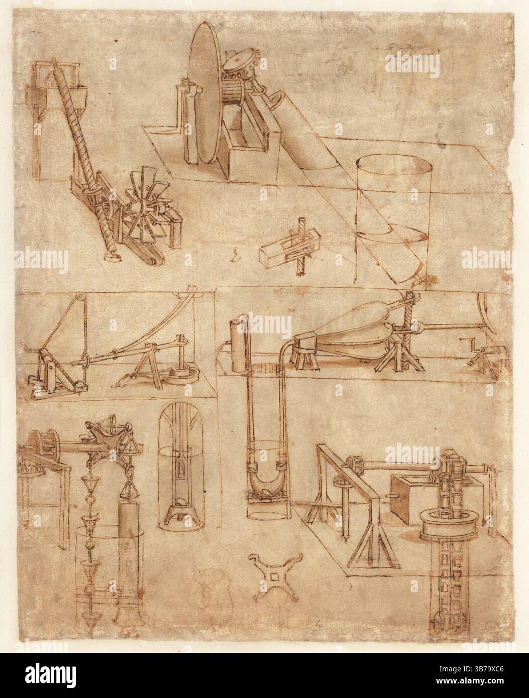 Codex Atlanticus, folio 6 recto: Machines for raising water. Museum ...
