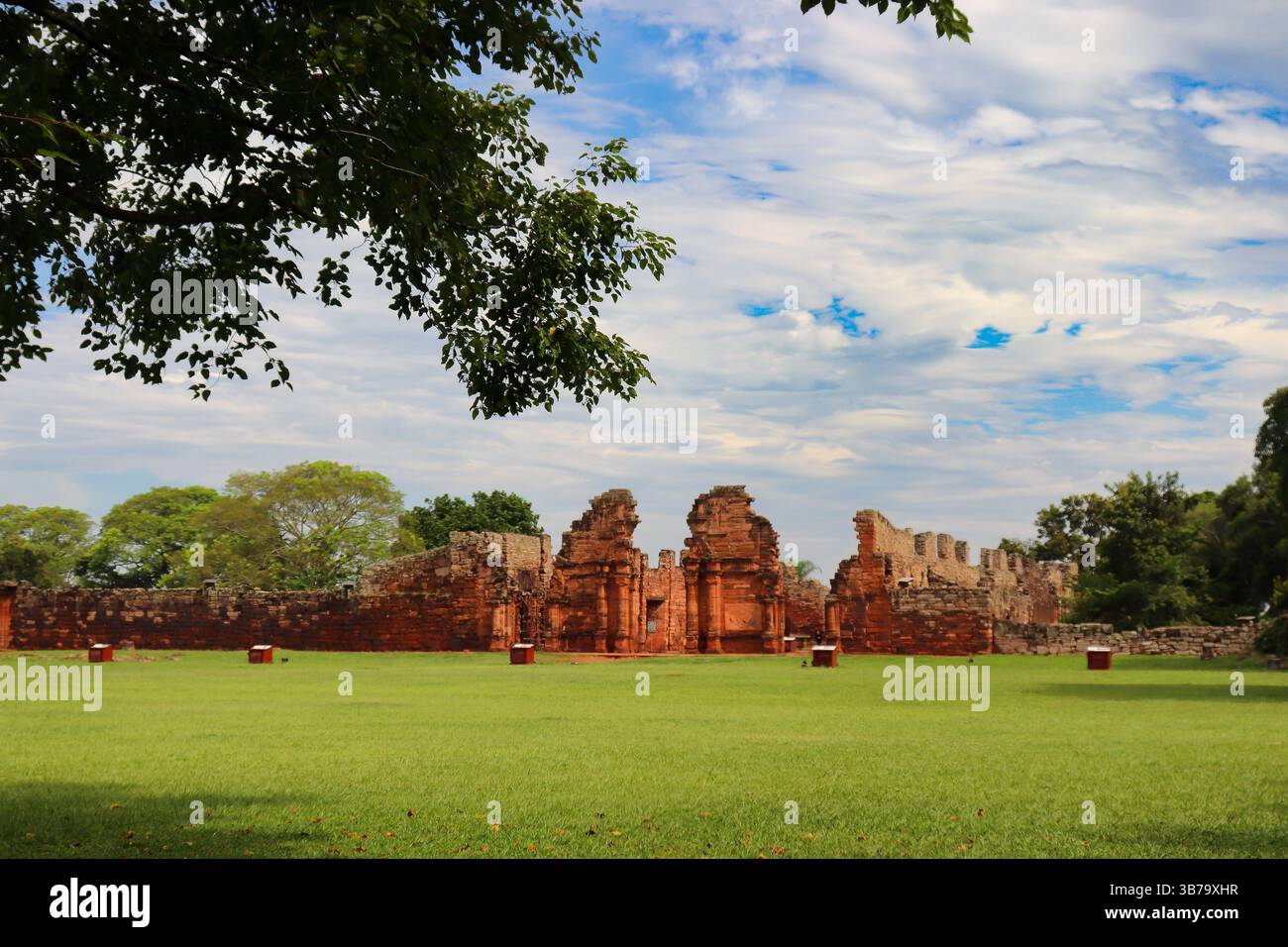 Wide panoramic shot of the historic San Ignacio Mini ruins in Misiones ...