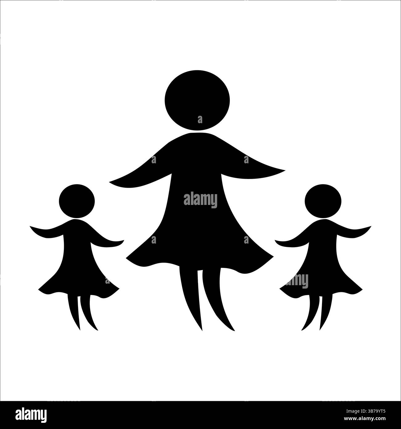 Girls female kids children silhouette Black and White Stock Photos ...