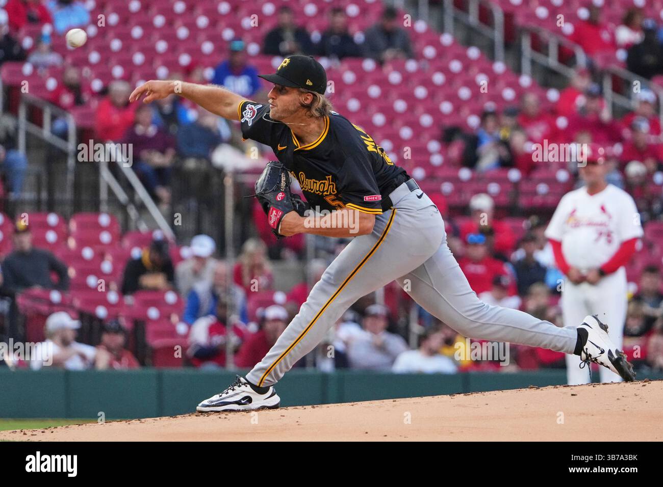 Pittsburgh Pirates starting pitcher Carmen Mlodzinski throws during the ...