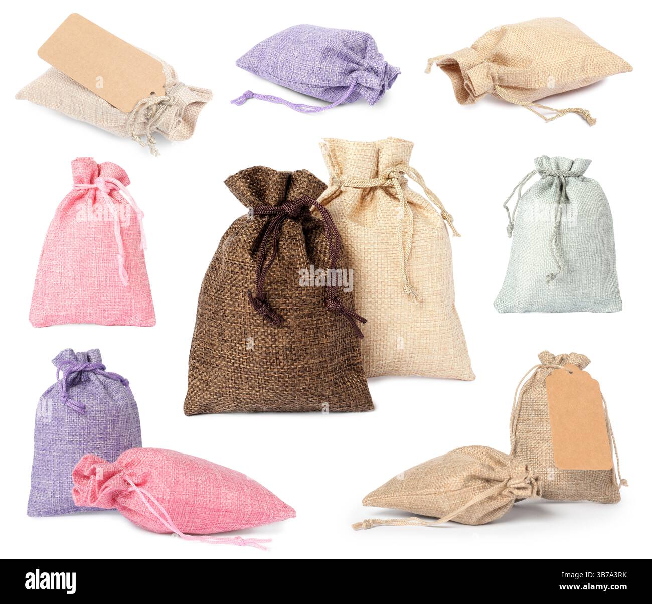 String bags in different colors isolated on white, set Stock Photo - Alamy