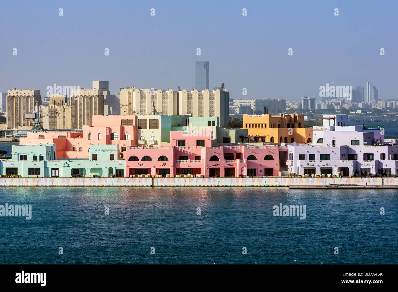 Colorful houses in the Mina district in Doha, Qatar Stock Photo - Alamy