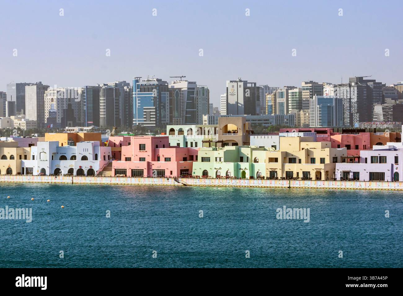 Colorful houses in the Mina district in Doha, Qatar Stock Photo - Alamy