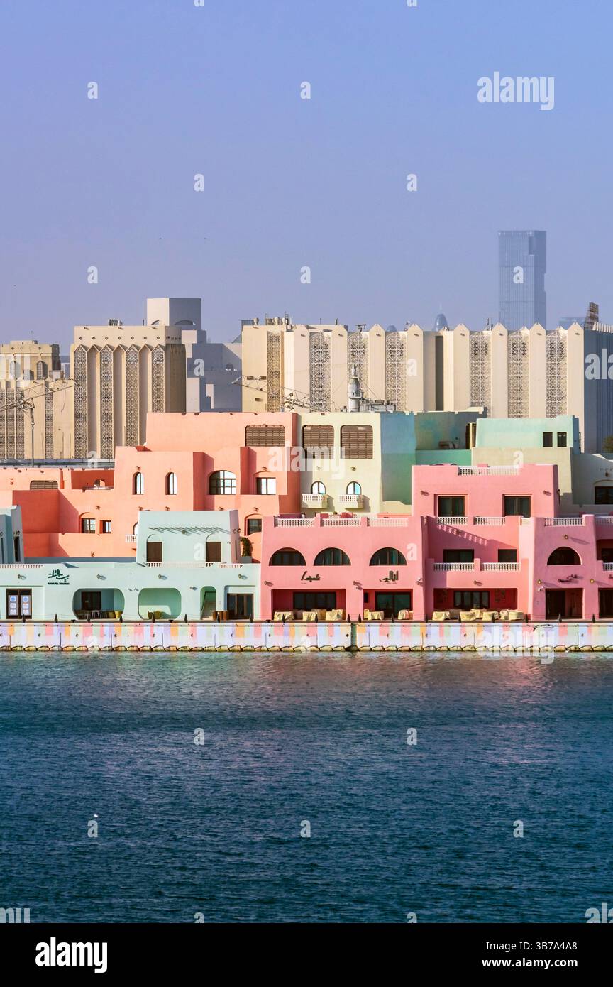 Colorful houses in the Mina district in Doha, Qatar Stock Photo - Alamy
