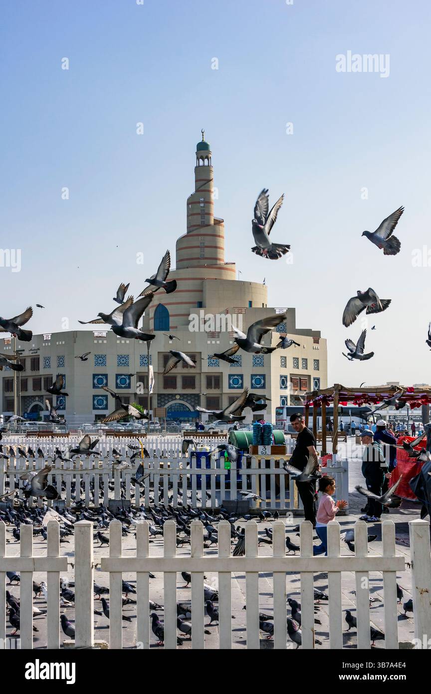The Old Town of Doha with the Spiral Mosque of the Fanar Cultural ...
