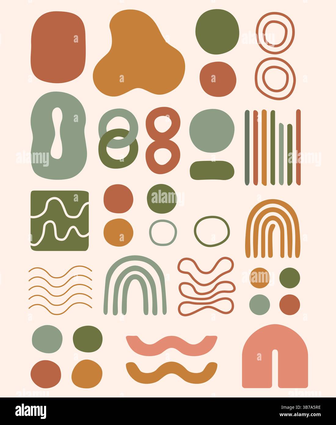 Modern abstract vector set featuring geometric shapes, arches, waves ...