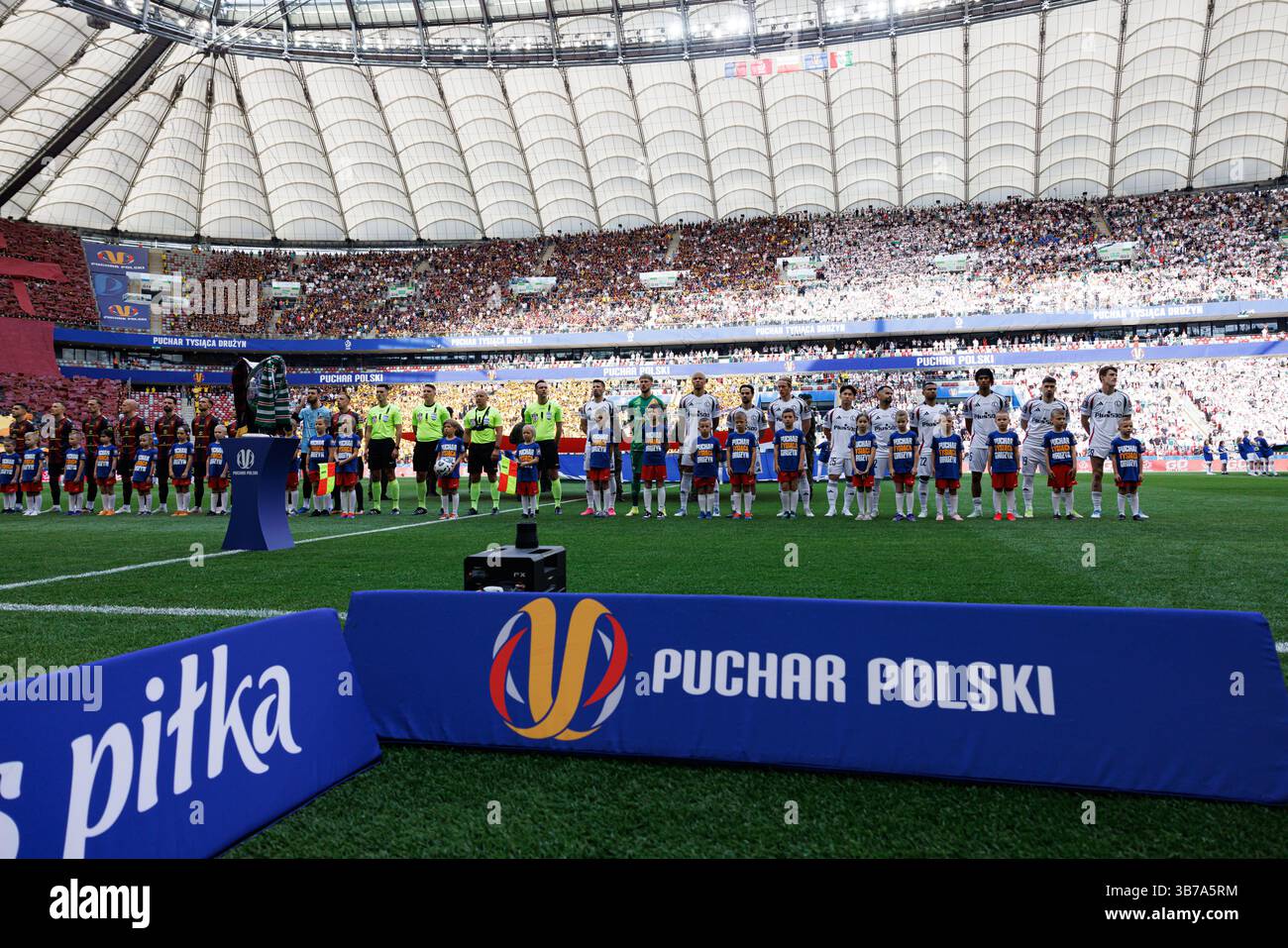 Players of both teams seen during Polish Cup 2025 final between teams ...