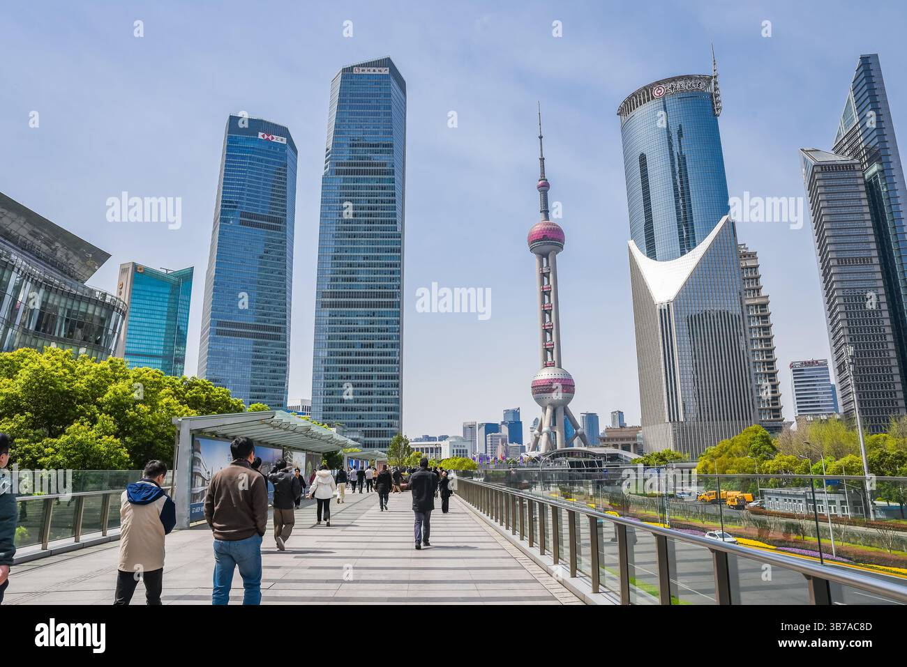 Shanghai, China - 1 April 2025: A wide-angle view of Pudong's ...