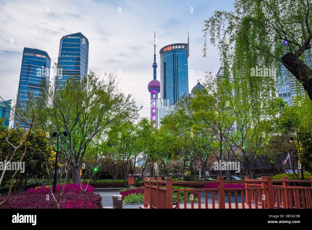 Shanghai, China – 1 April 2025: View of Oriental Pearl Tower and Pudong ...
