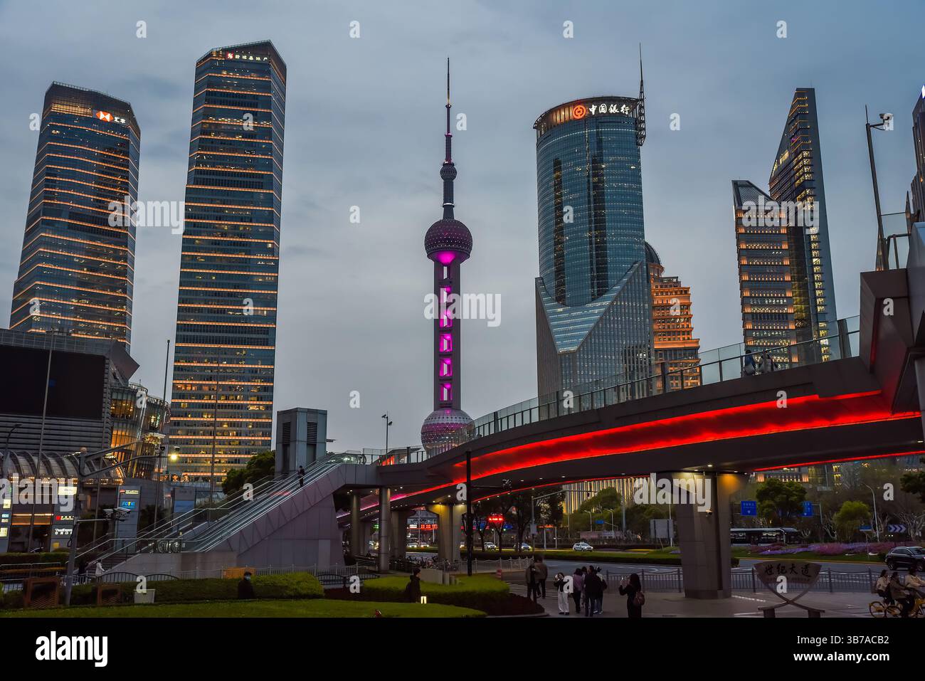 Shanghai, China - 1 April 2025: Night view of Pudong with Oriental ...