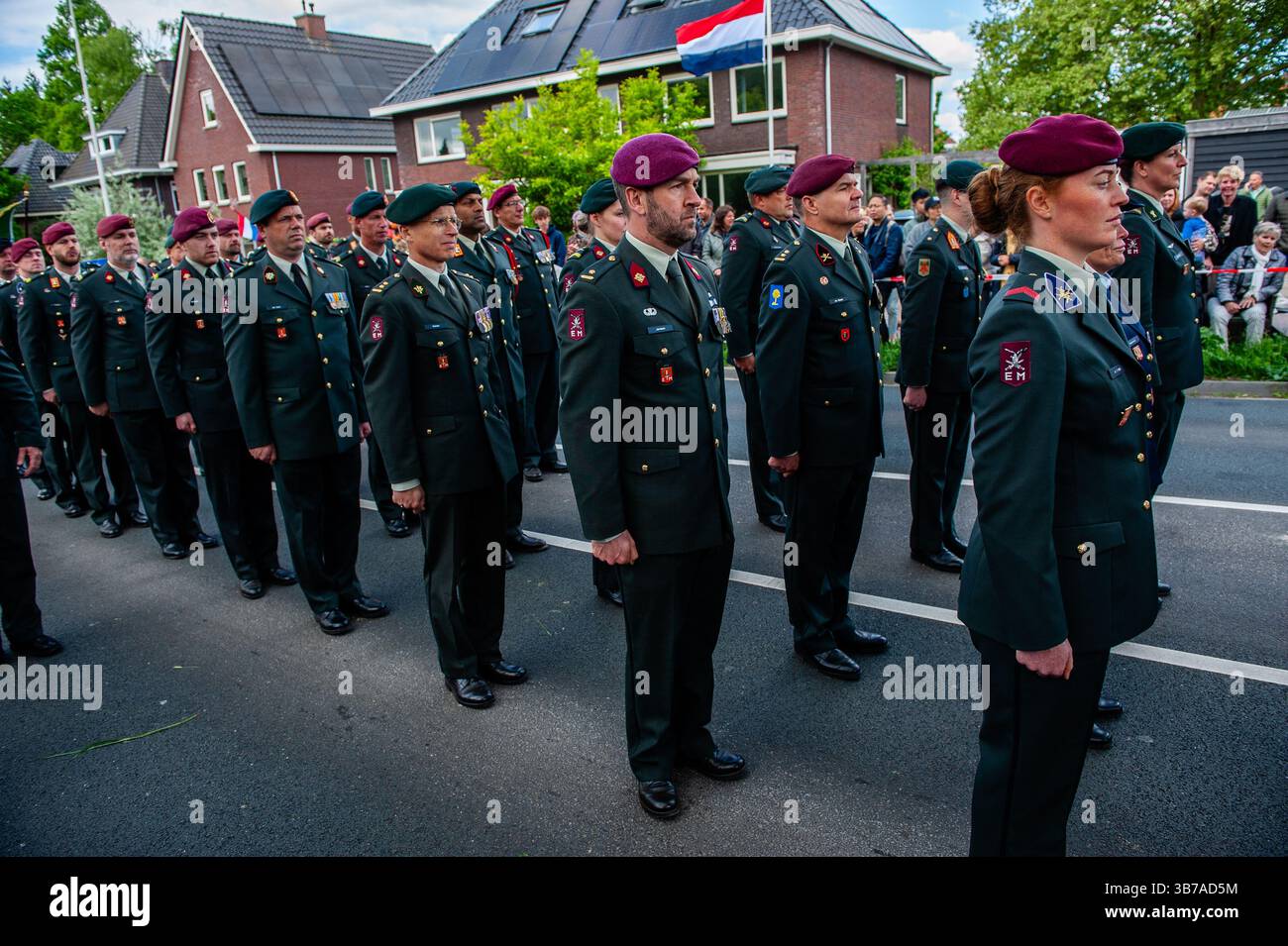 Wageningen, Netherlands. 05th May, 2025. Military personnel seen during ...