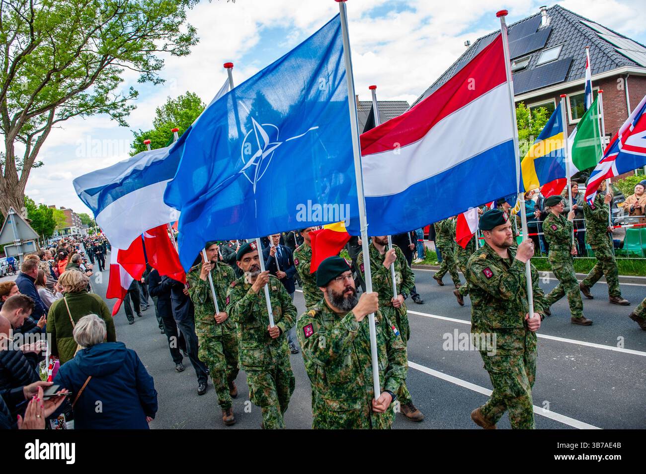 The flag of North Atlantic Treaty Organization (NATO) held during the ...