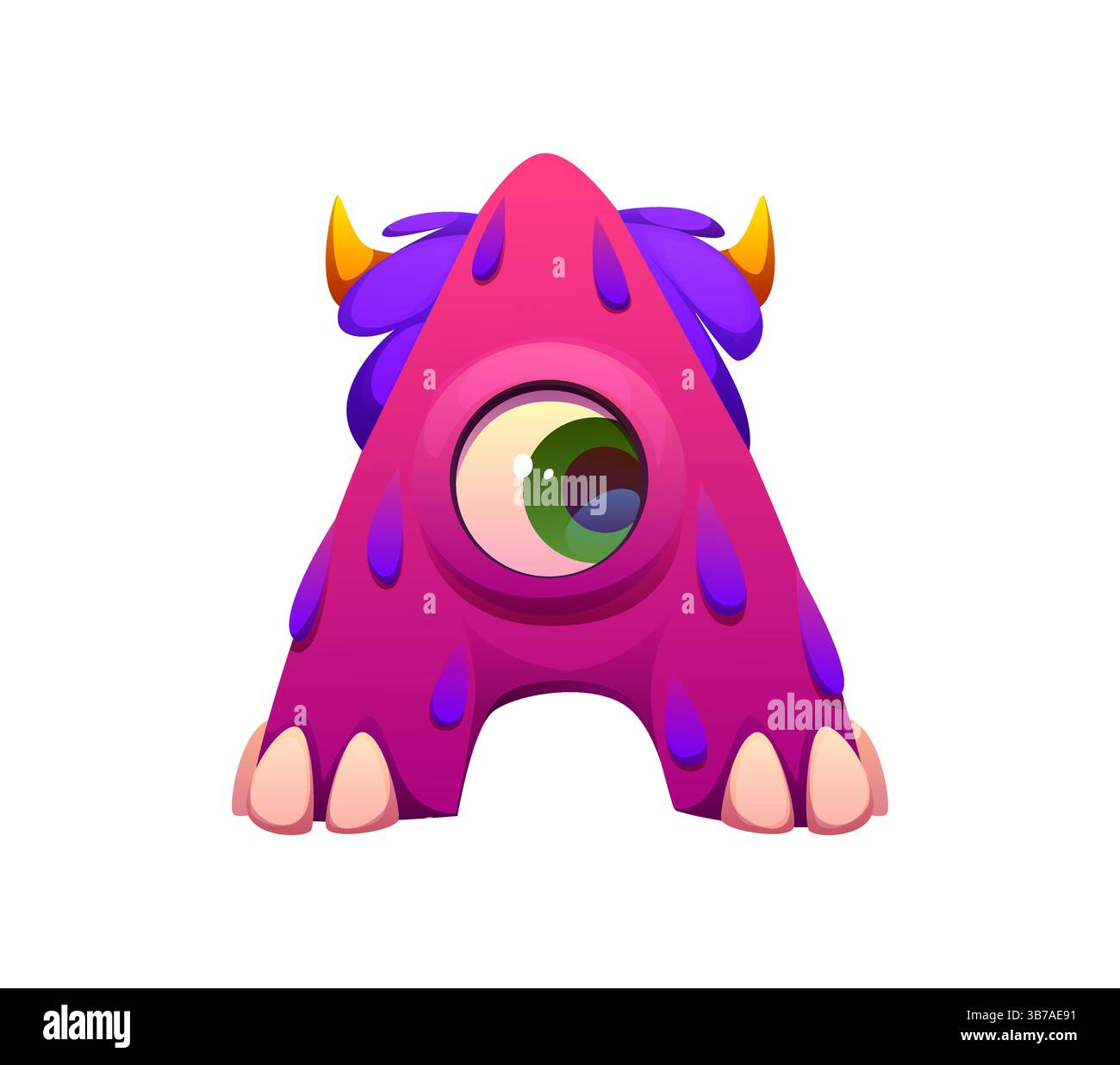 Strange monster character cartoon font letter A. Bizarre fantasy ...