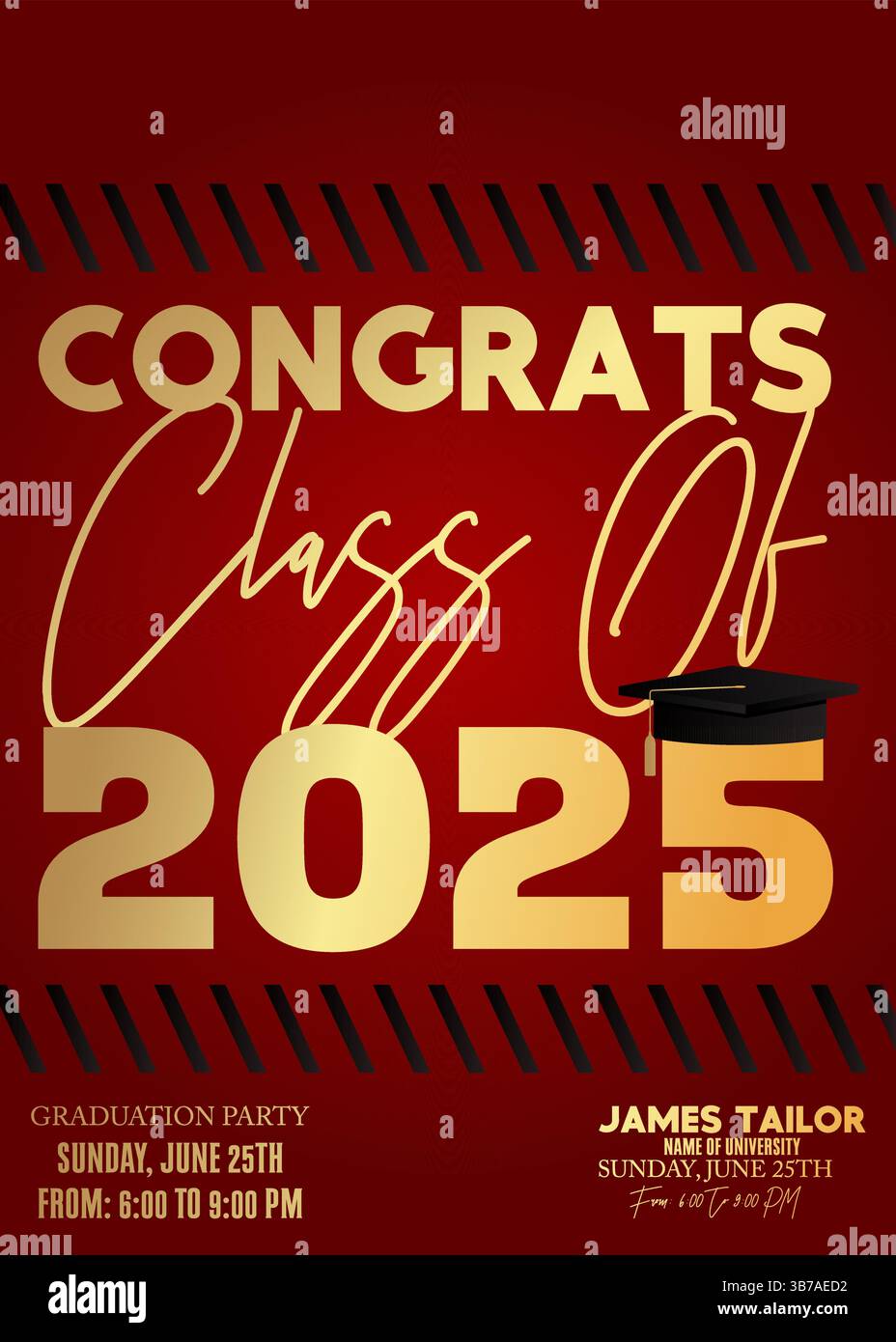 2025 Graduation design template. Vintage party invitation ...