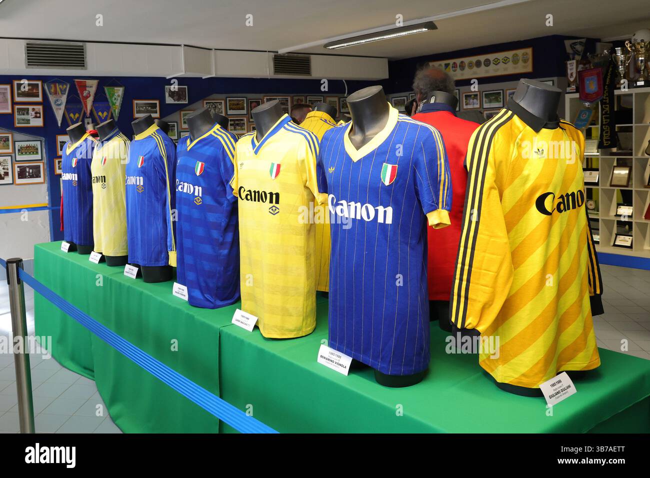 Verona, Italy. 05th May, 2025. Historical team uniforms from Hellas ...
