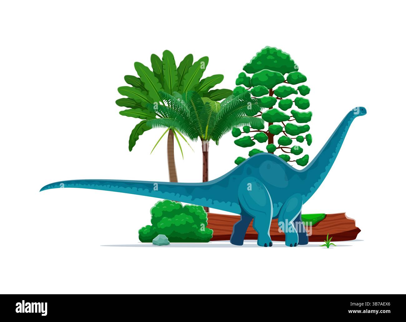 Dinosaur, cartoon prehistoric lizard Brontosaurus, vector dino animal. Giant dinosaur ...