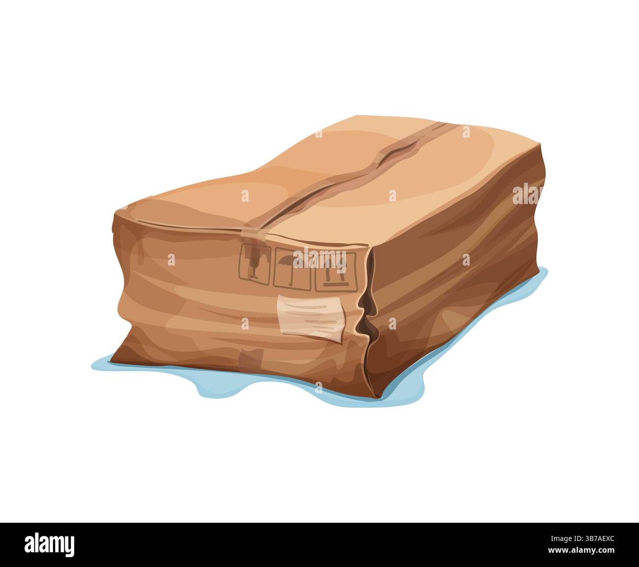 Crushed damaged and crumpled cardboard delivery box package, broken ...