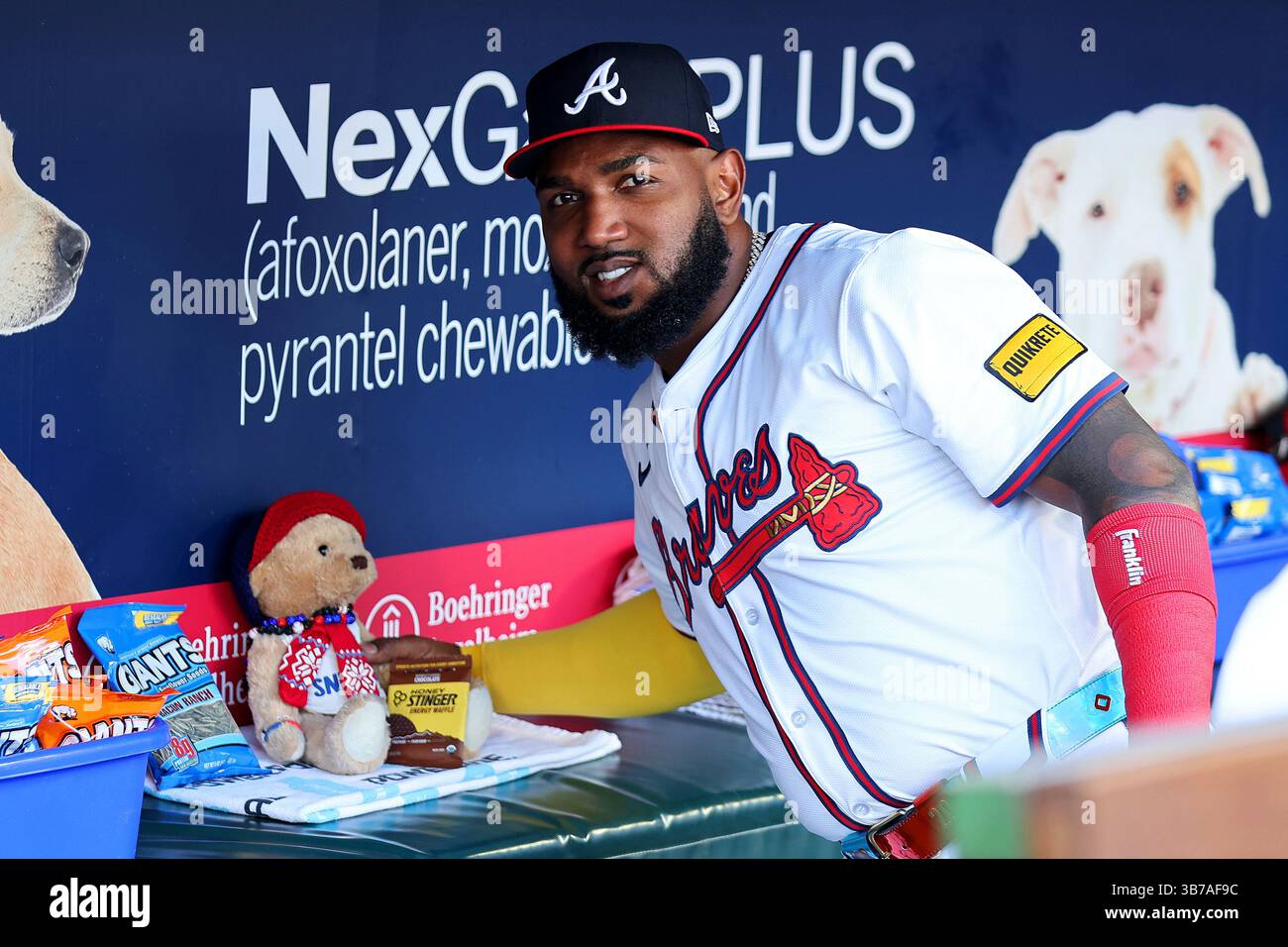 ATLANTA, GA - MAY 05: Marcell Ozuna #20 of the Atlanta Braves poses ...
