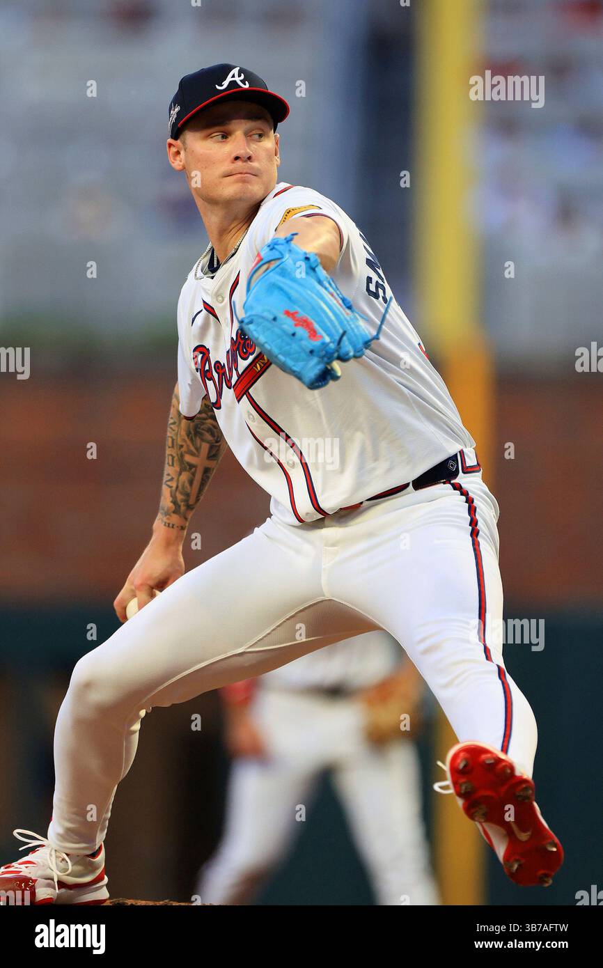 ATLANTA, GA - MAY 05: Starting pitcher AJ Smith-Shawver #32 of the ...