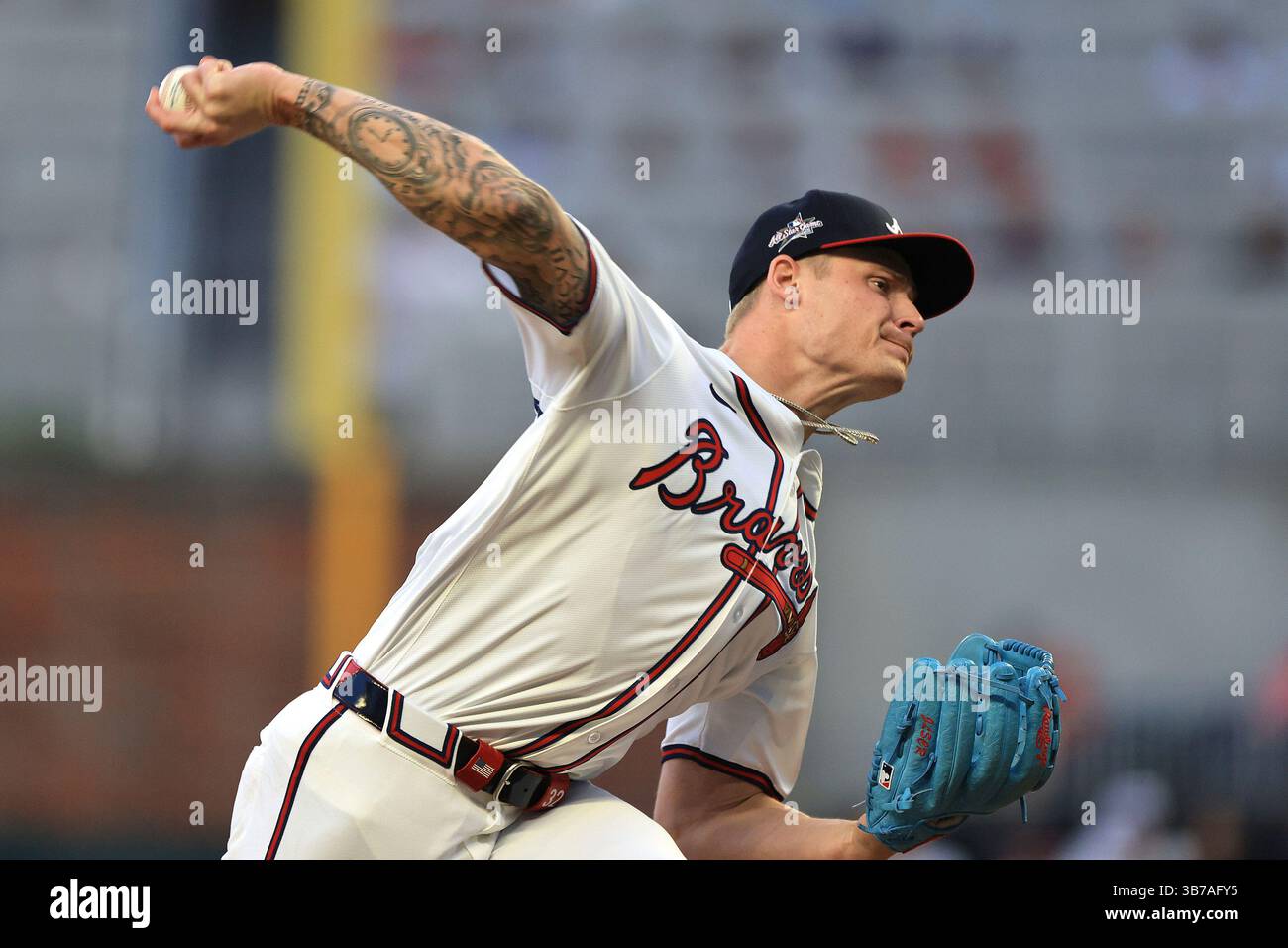ATLANTA, GA - MAY 05: Starting pitcher AJ Smith-Shawver #32 of the ...