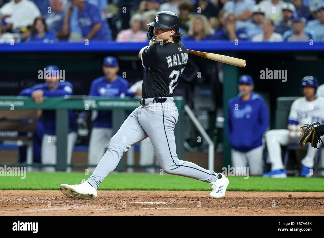May 5, 2025: Chicago White Sox outfielder Brooks Baldwin (27) watches ...