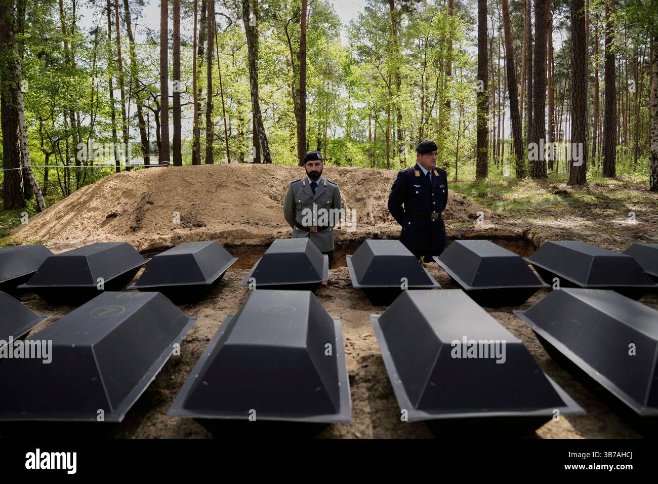 Small coffins with the remains of fallen German soldiers of WWII are ...