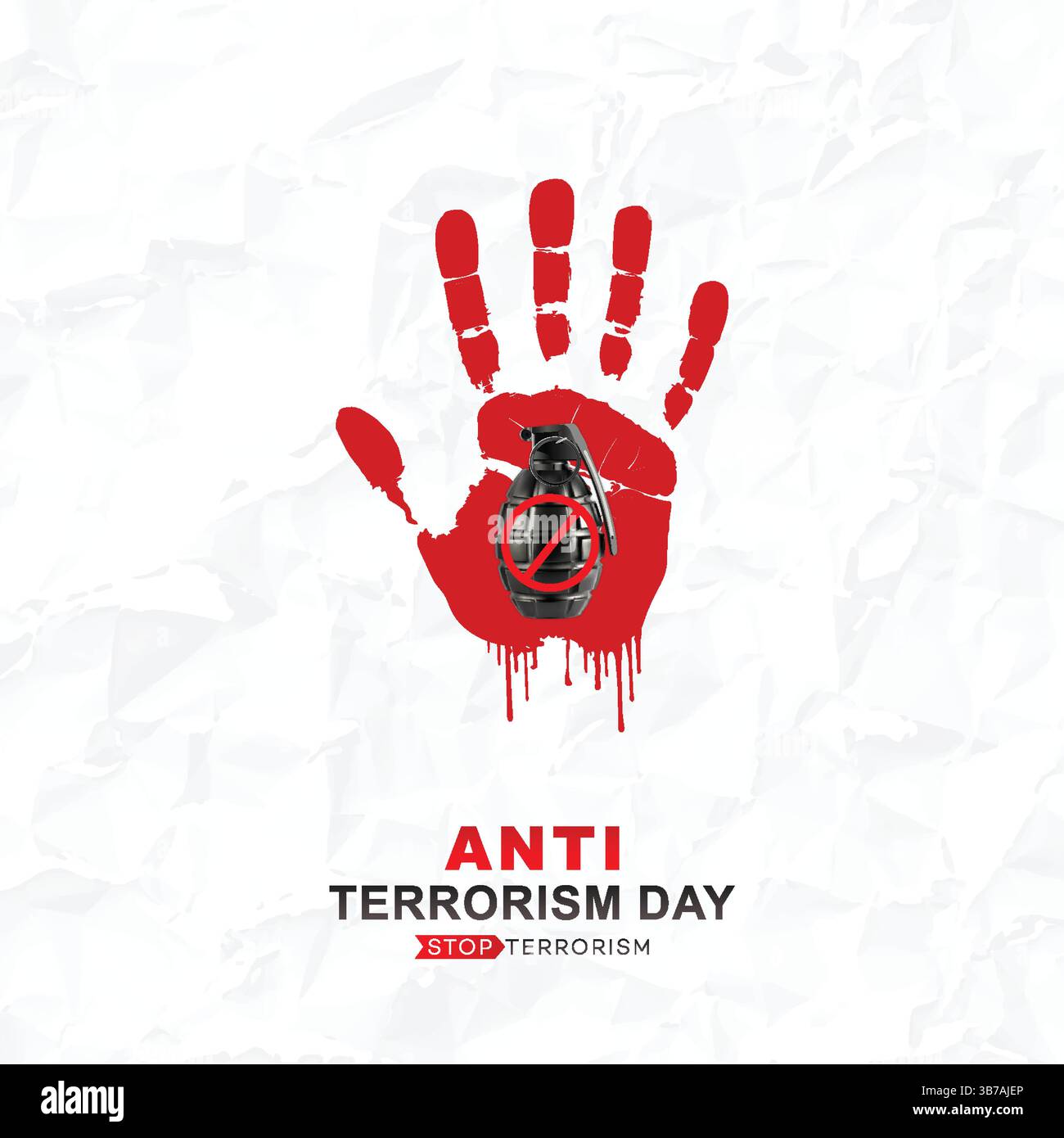 Anti-Terrorism Day with stop handprint and banned grenade symbol Stock ...