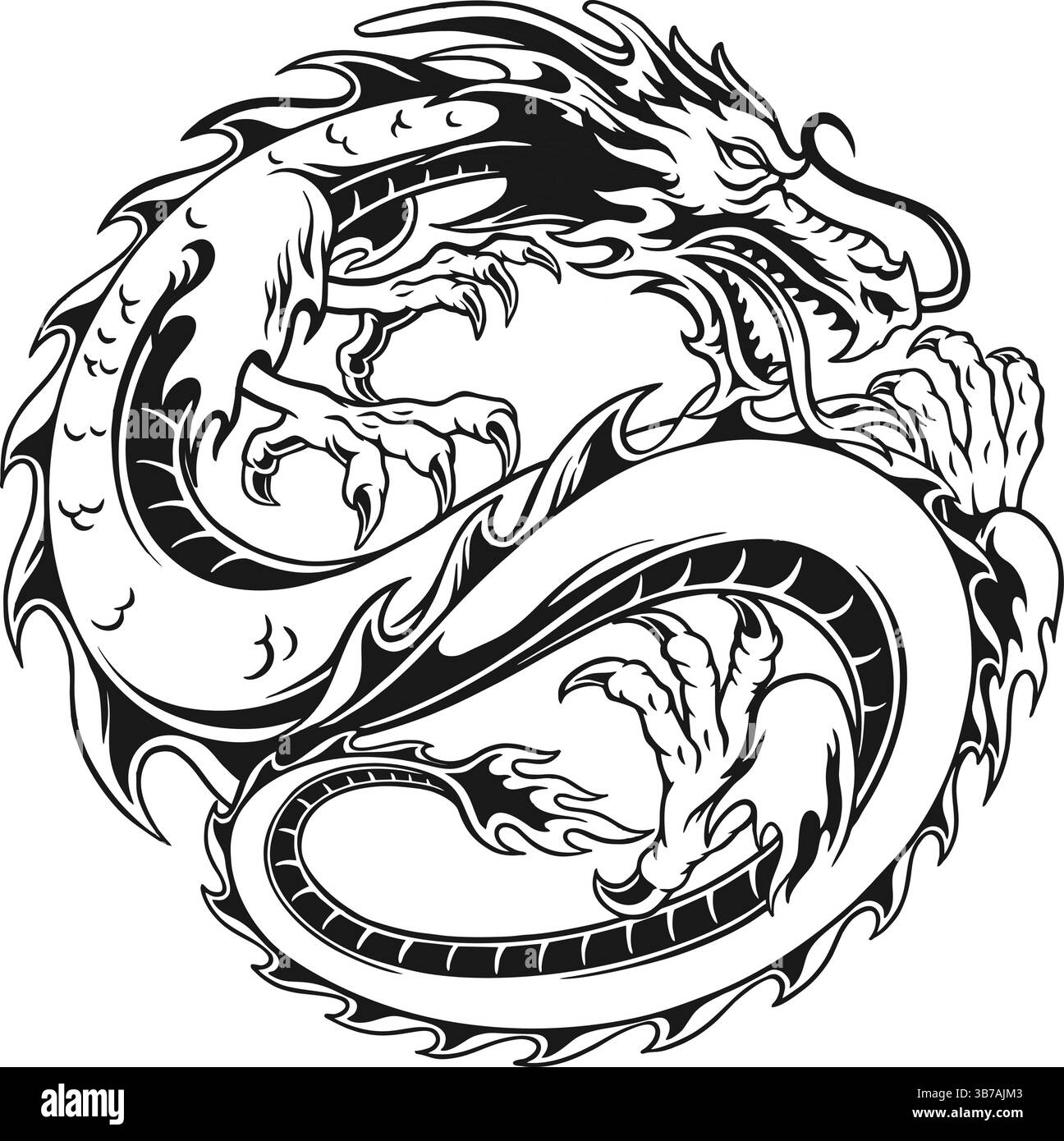 Circular Pixel Dragon Design Silhouette vector illustrations for your ...