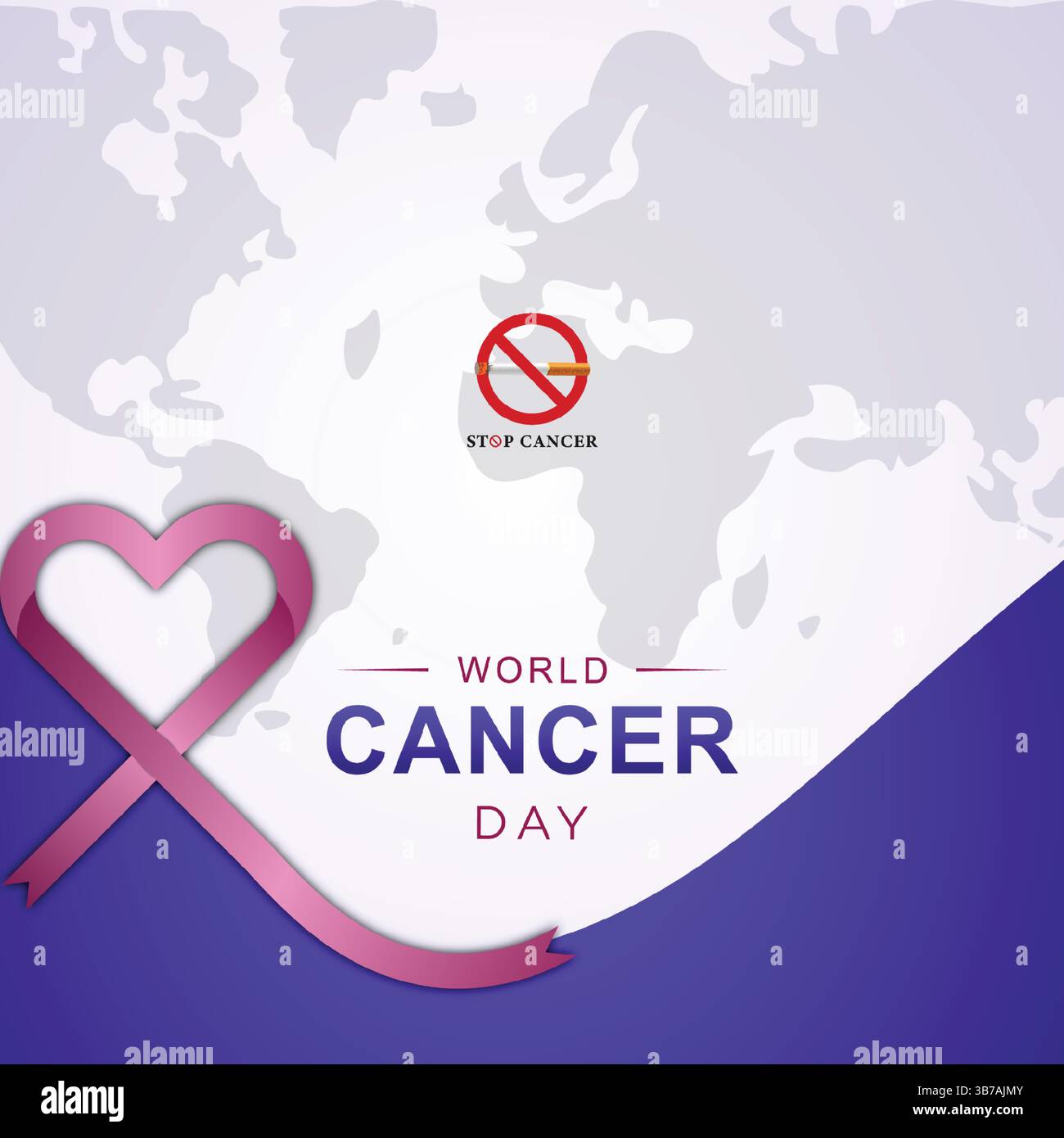 World Cancer Day concept with global map and stop smoking symbol Stock ...