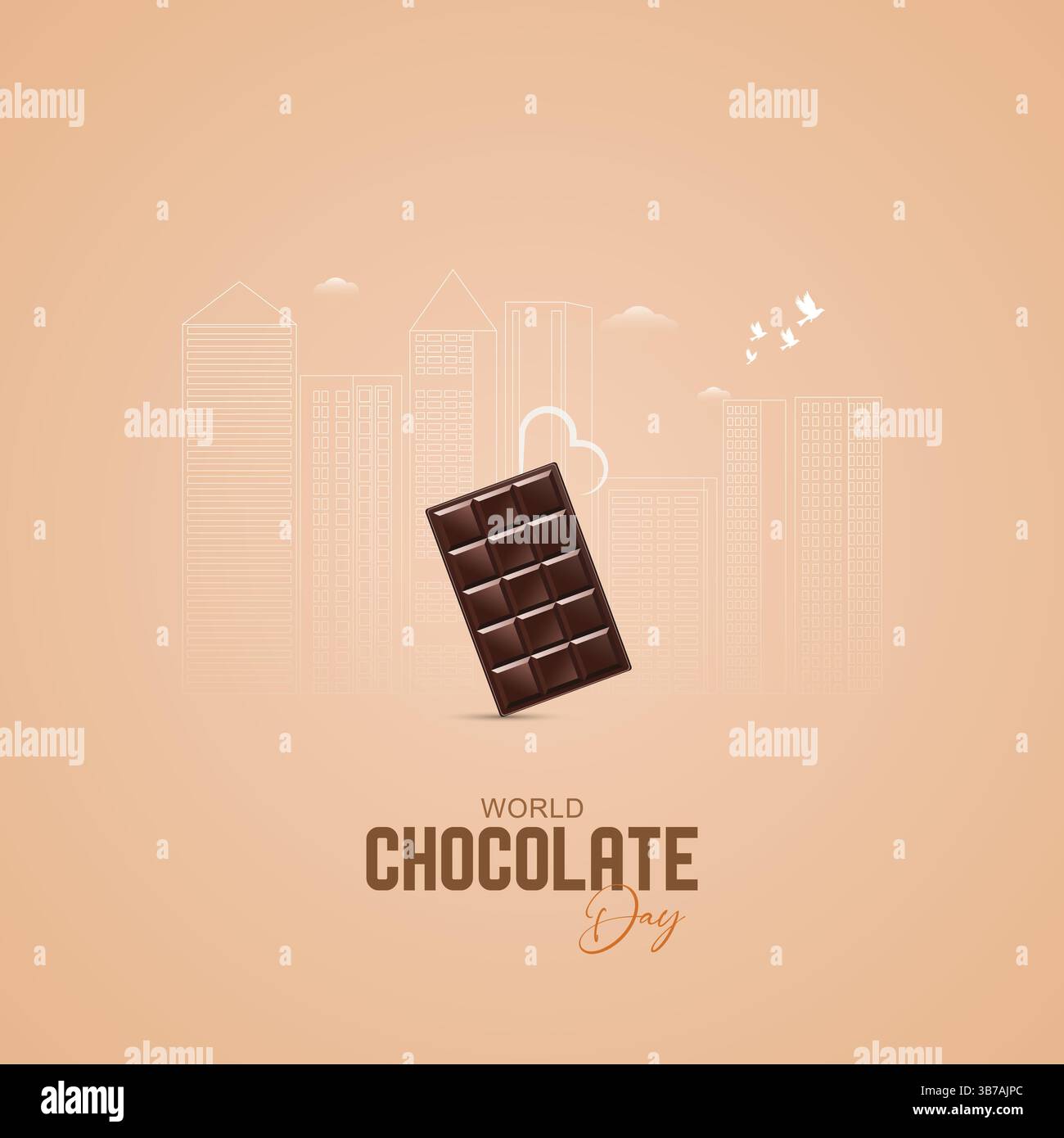 World Chocolate Day Sweet Delight with Bar and City Outline Stock ...