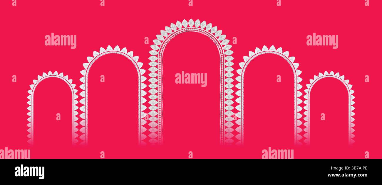 Traditional Indian Archway Design Elements on a Pink Background Stock ...