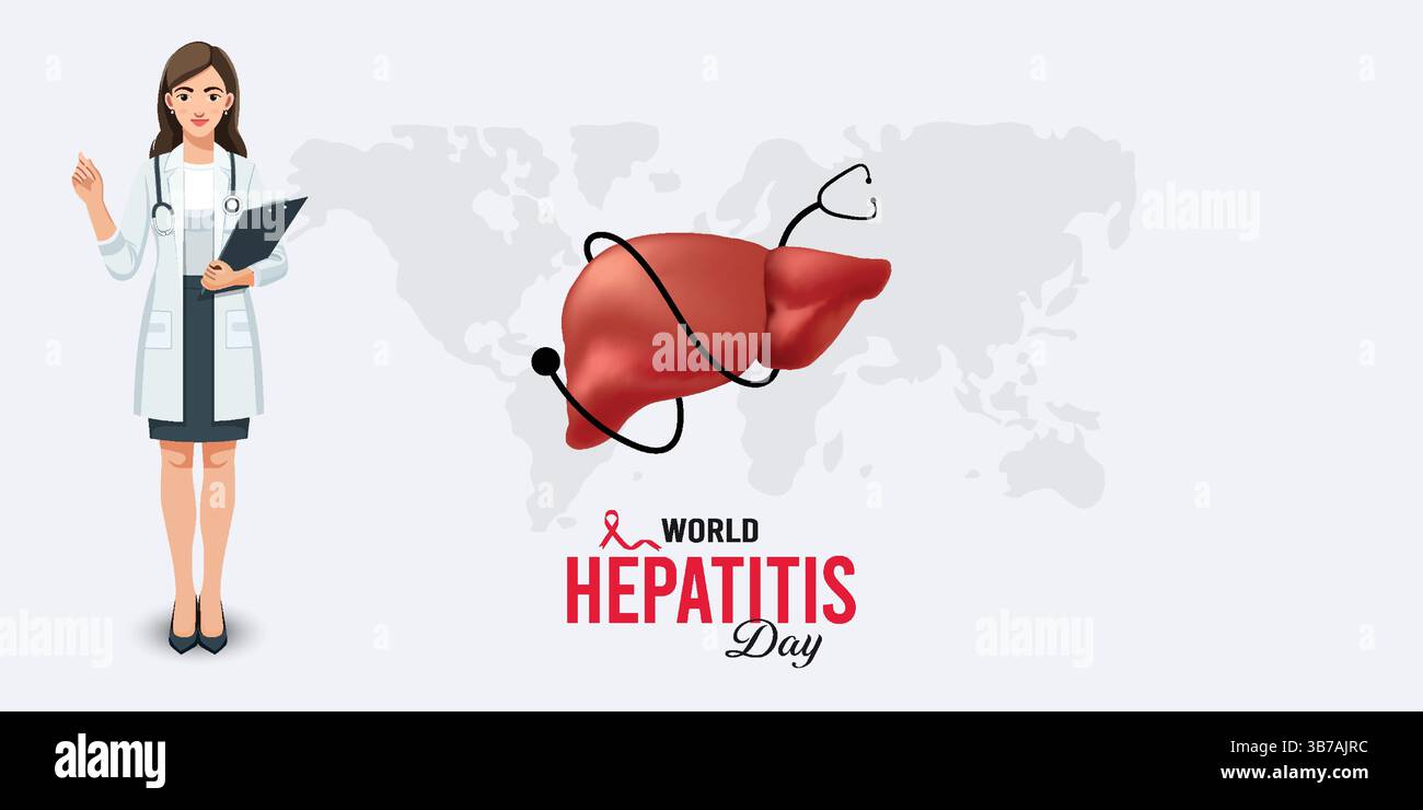 World Hepatitis Day Doctor, Liver Organ, Stethoscope, and World Map ...