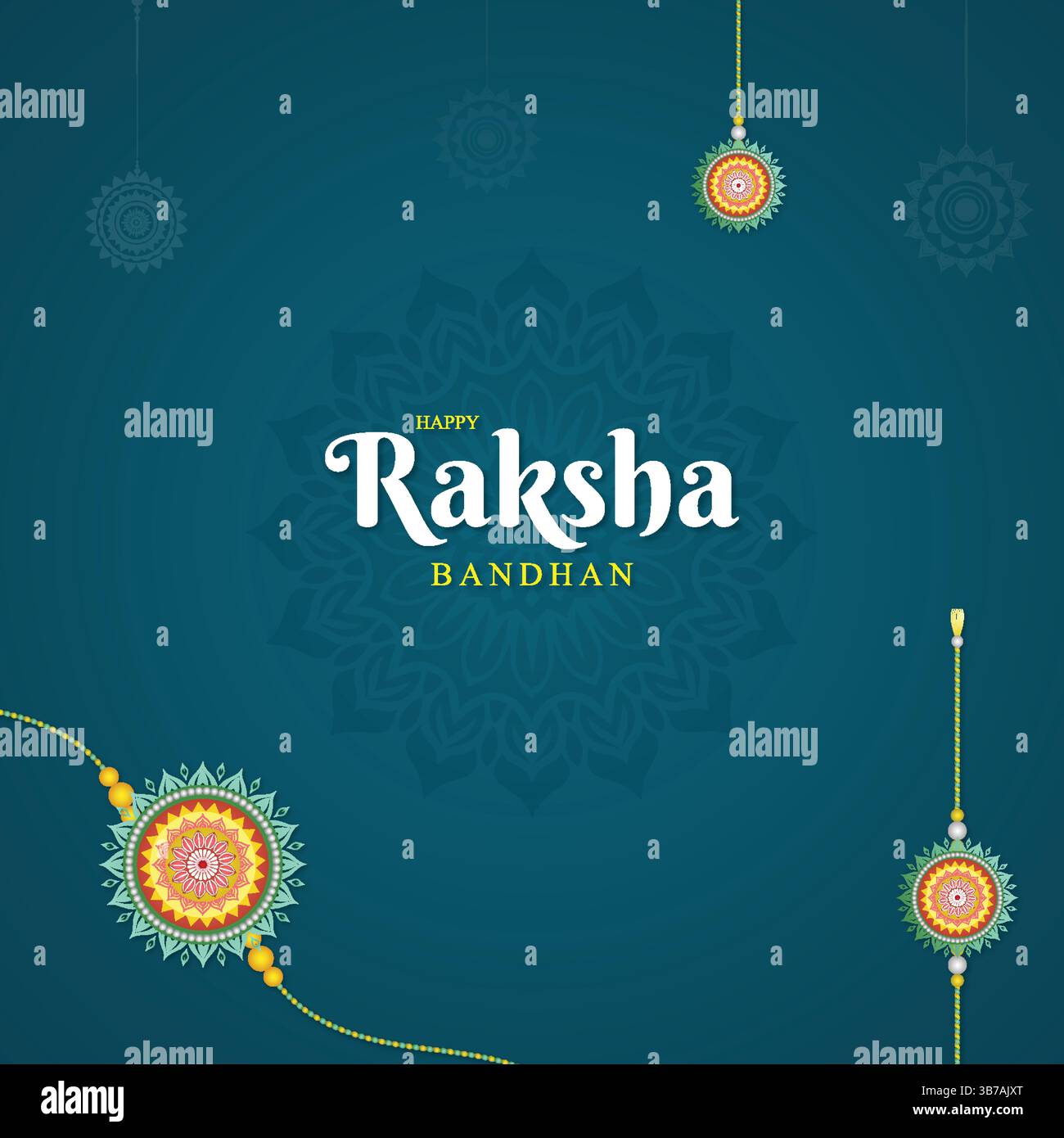 Happy Raksha Bandhan festive banner design with decorative rakhi ...