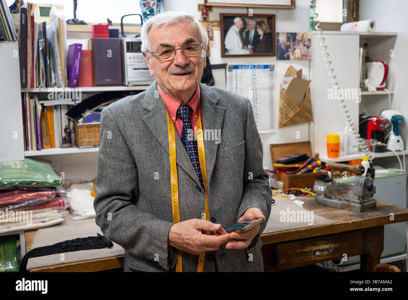 Rome, Italy. 05th May, 2025. Italian tailor, Raniero Mancinelli seen in ...
