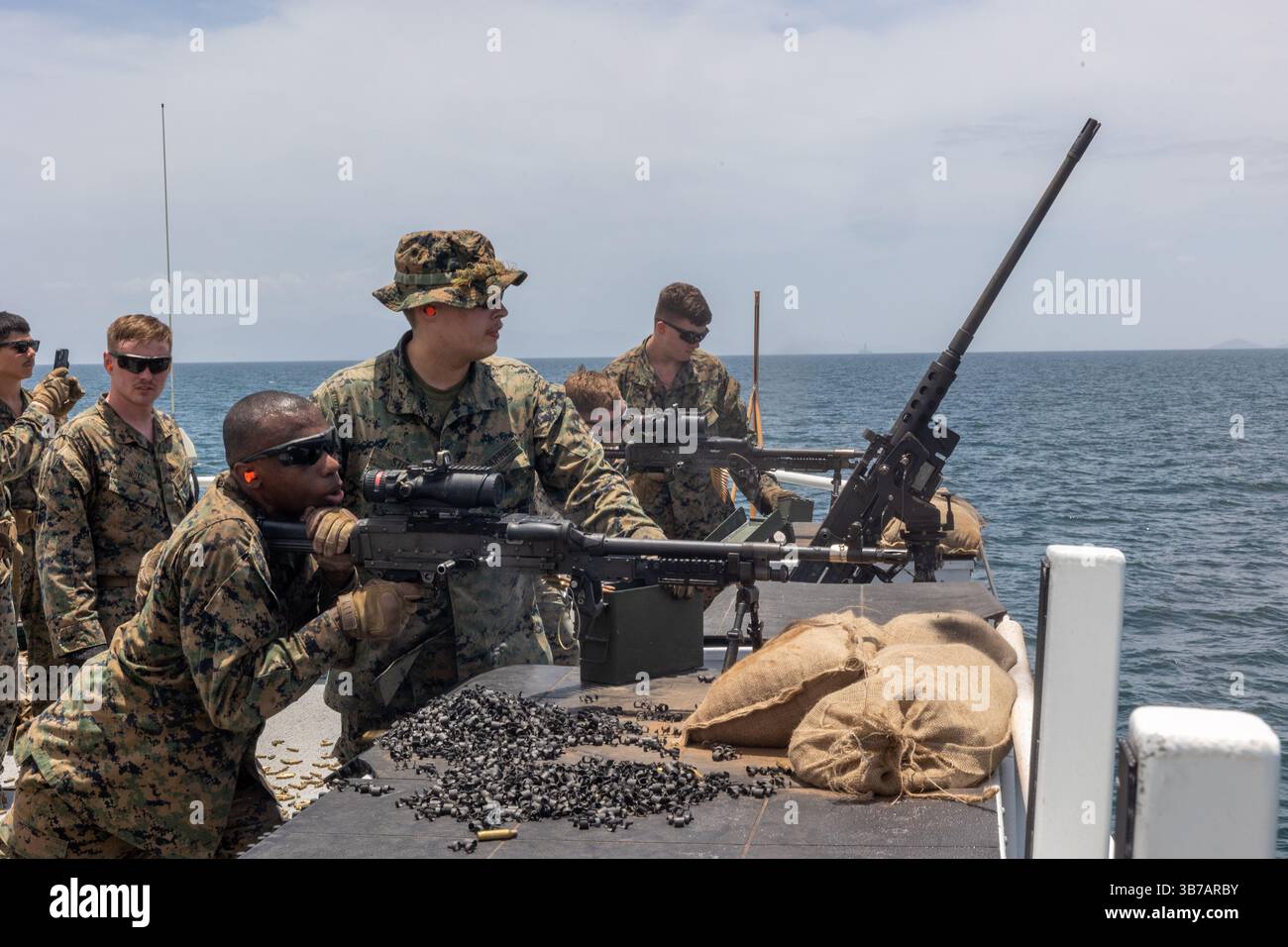 U.S. Marines with Lima Company, 3rd Battalion, 25th Marines Regiment, participate in a combined ...