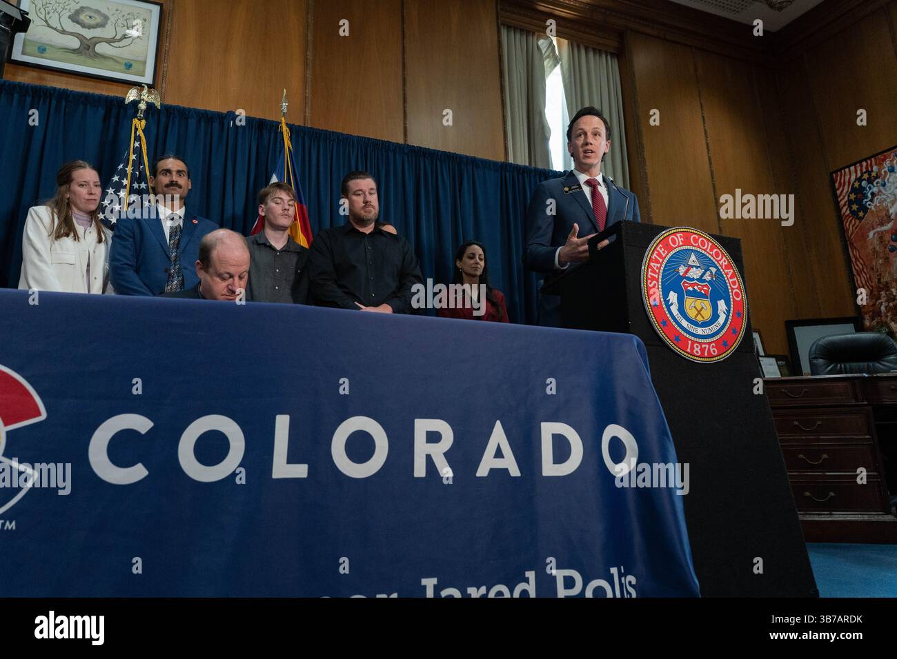 Denver, Colorado, USA. 5th May, 2025. State Sen. Dylan Roberts, D-Avon ...