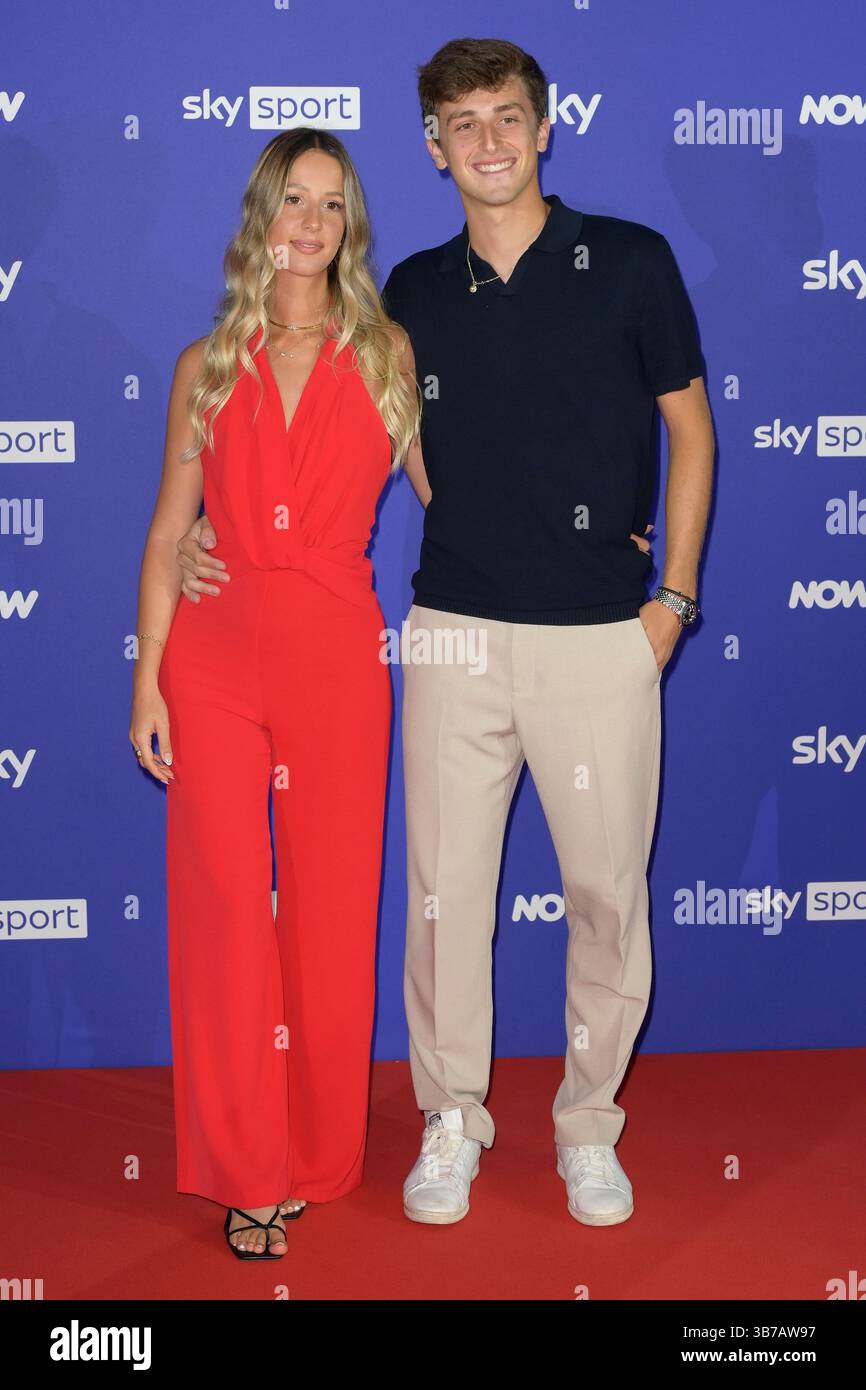 Marta (l) and Luca Nardi (r) attend the red carpet of Sky event "Il ...