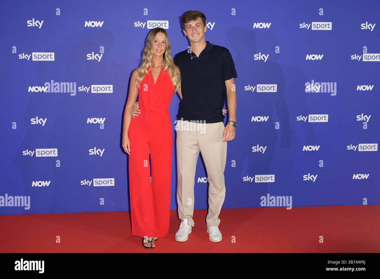 Marta (l) and Luca Nardi (r) attend the red carpet of Sky event "Il ...