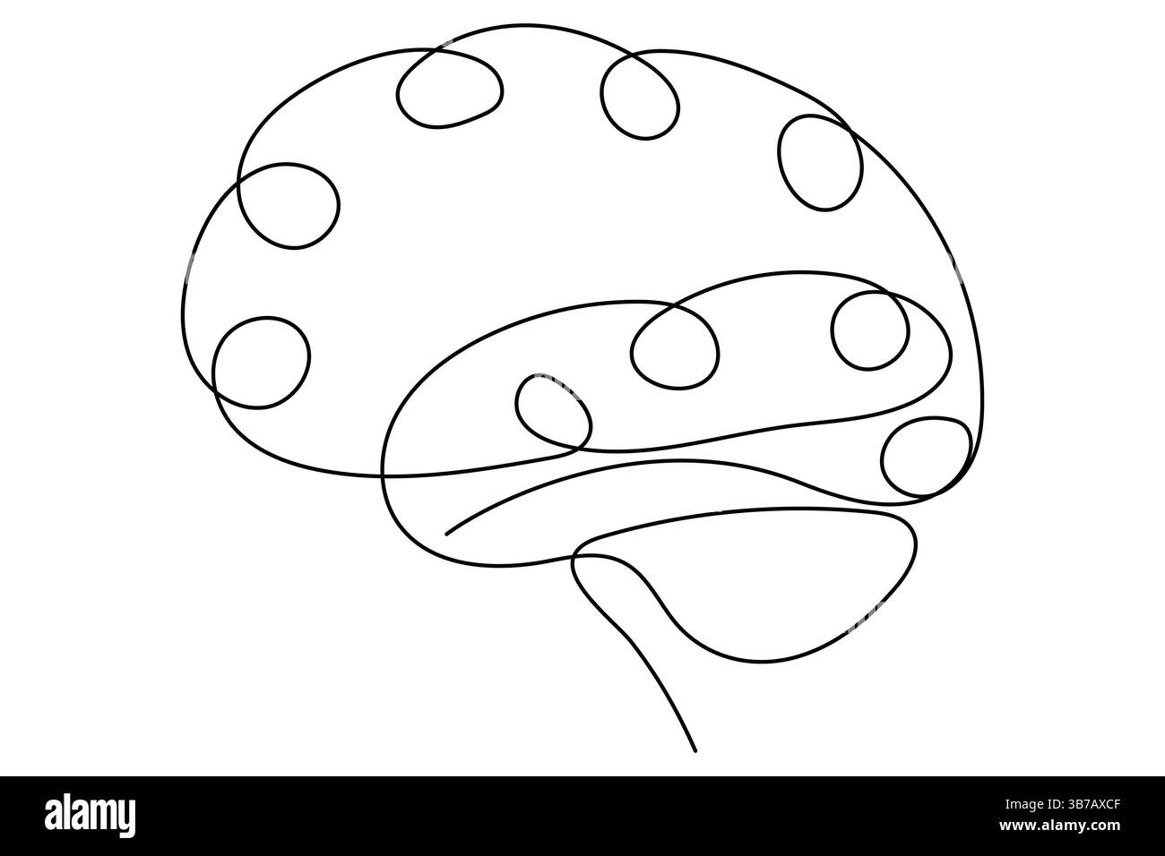 Continuous One line drawing of a stylized brain, perfect for medical or ...