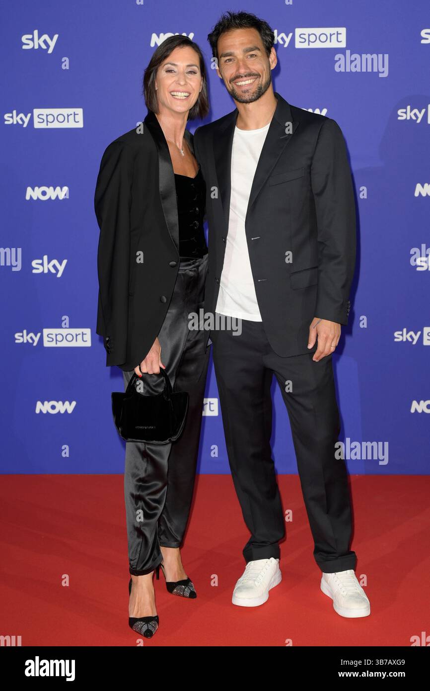 Flavia Pennetta (l) and Fabio Fognini (r) attend the red carpet of Sky ...
